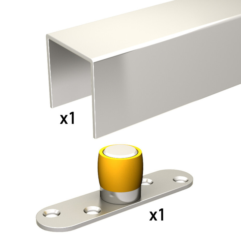 Führungsset U-Profil 30x30 mm L:195 cm und Bodenführung mit Rolle, für Schiebetorbeschlag SLID ...